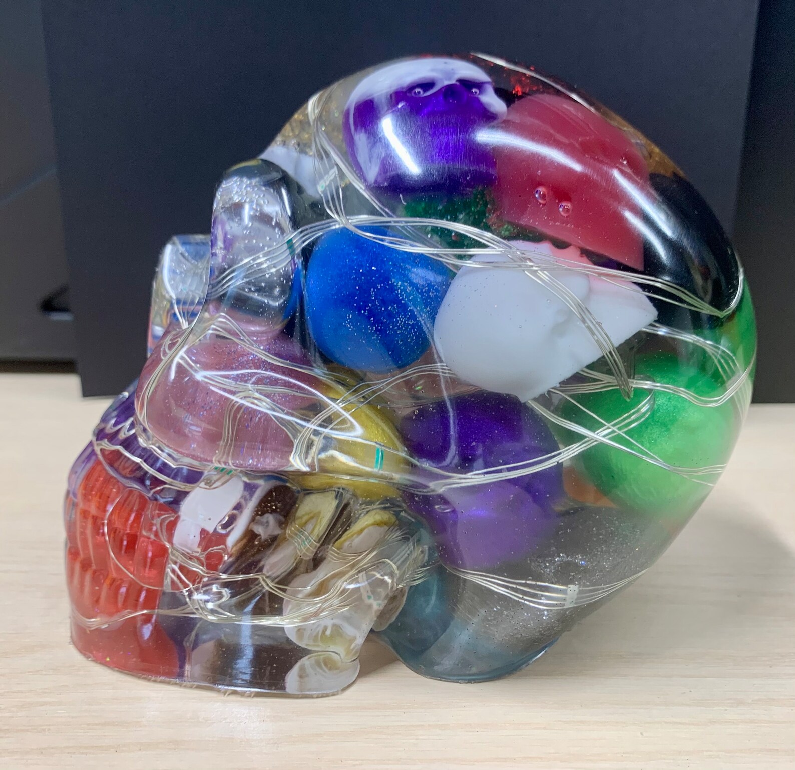 Skull Large Resin Lighted Skull of Skulls, Clear and Filled With Small ...