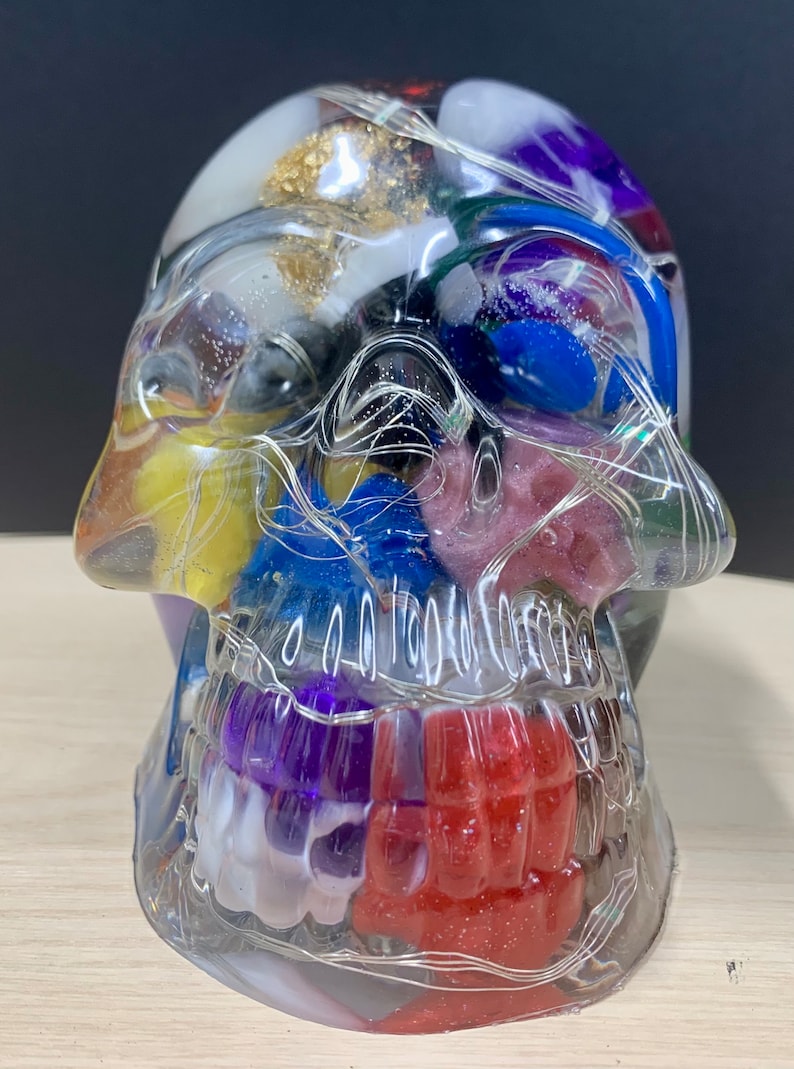 Skull Large Resin Lighted Skull of Skulls, Clear and Filled With Small ...
