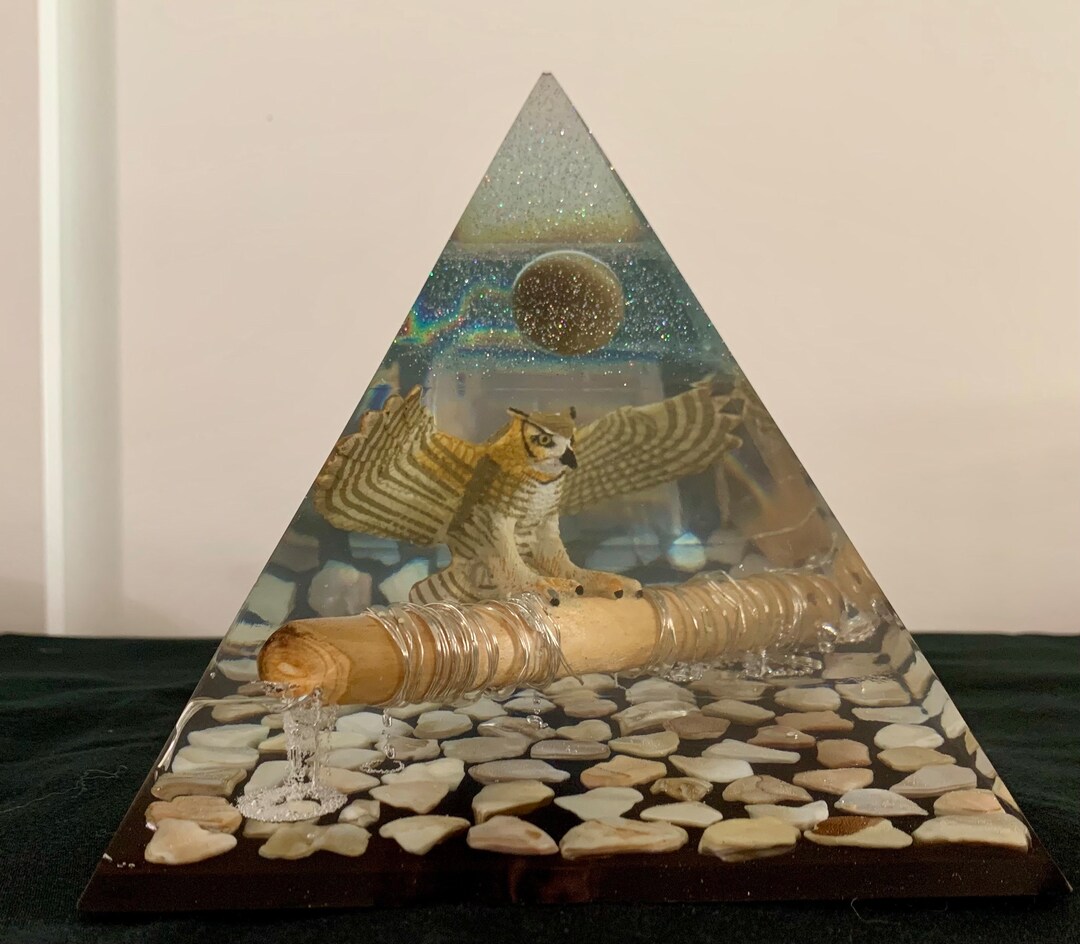 Large Resin Snow Owl & Planet Pyramid With Lights - Etsy