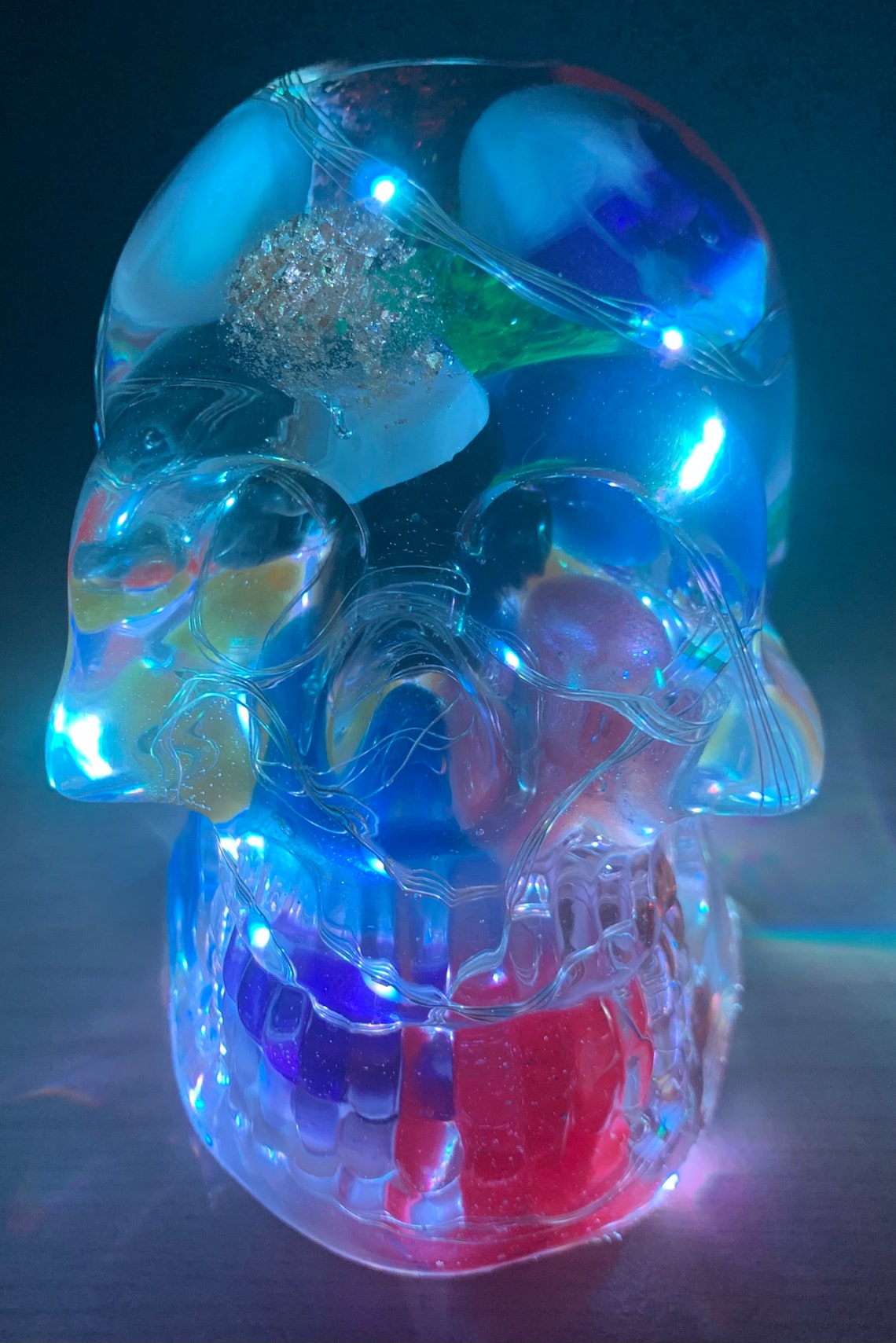 Skull Large Resin Lighted Skull of Skulls, Clear and Filled With Small ...