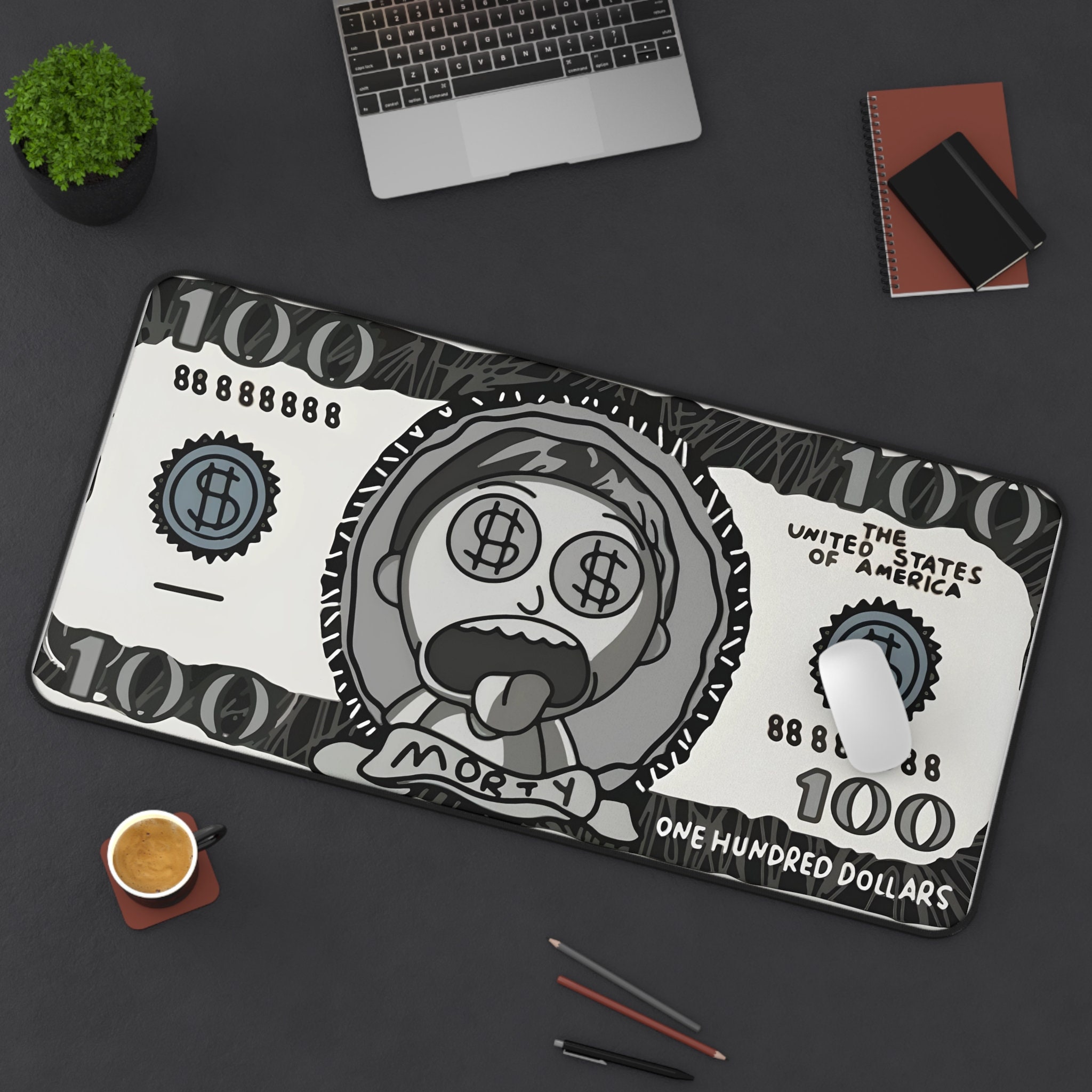 Rick and Morty Dollar Bill Mousepad, Large Extended Mousepad, Office ...