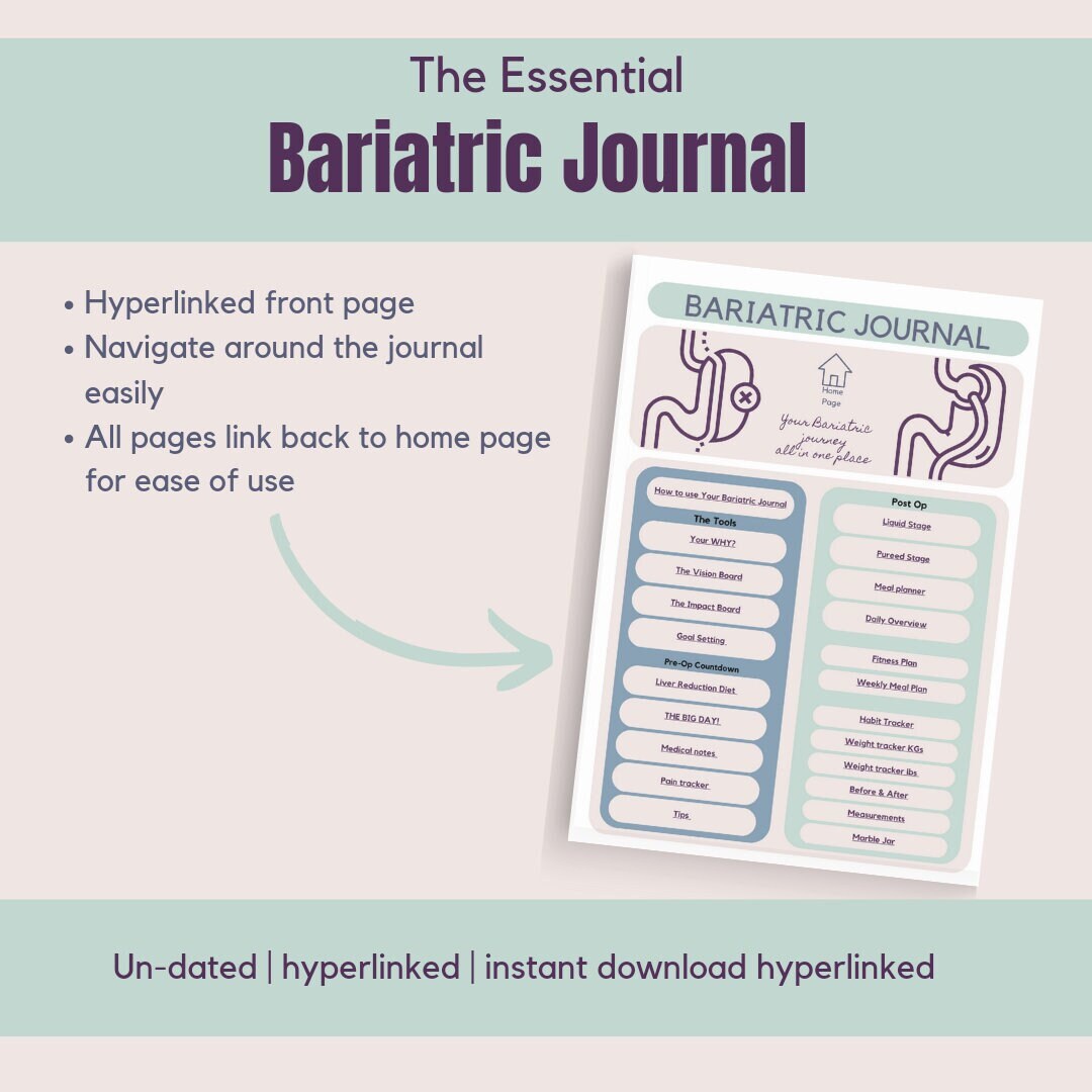 Bariatric Surgery Journal Planner Tracker, All in One, Digital ...