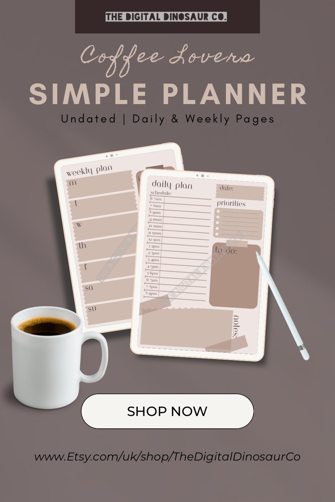 Coffee Lovers Digital Daily and Monthly Planner Sheets. Goodnotes and ...