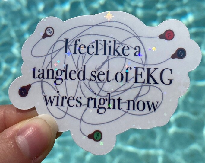 Holographic EKG Funny Nurse Die Cut Sticker, Waterproof Vinyl, Laptop ...