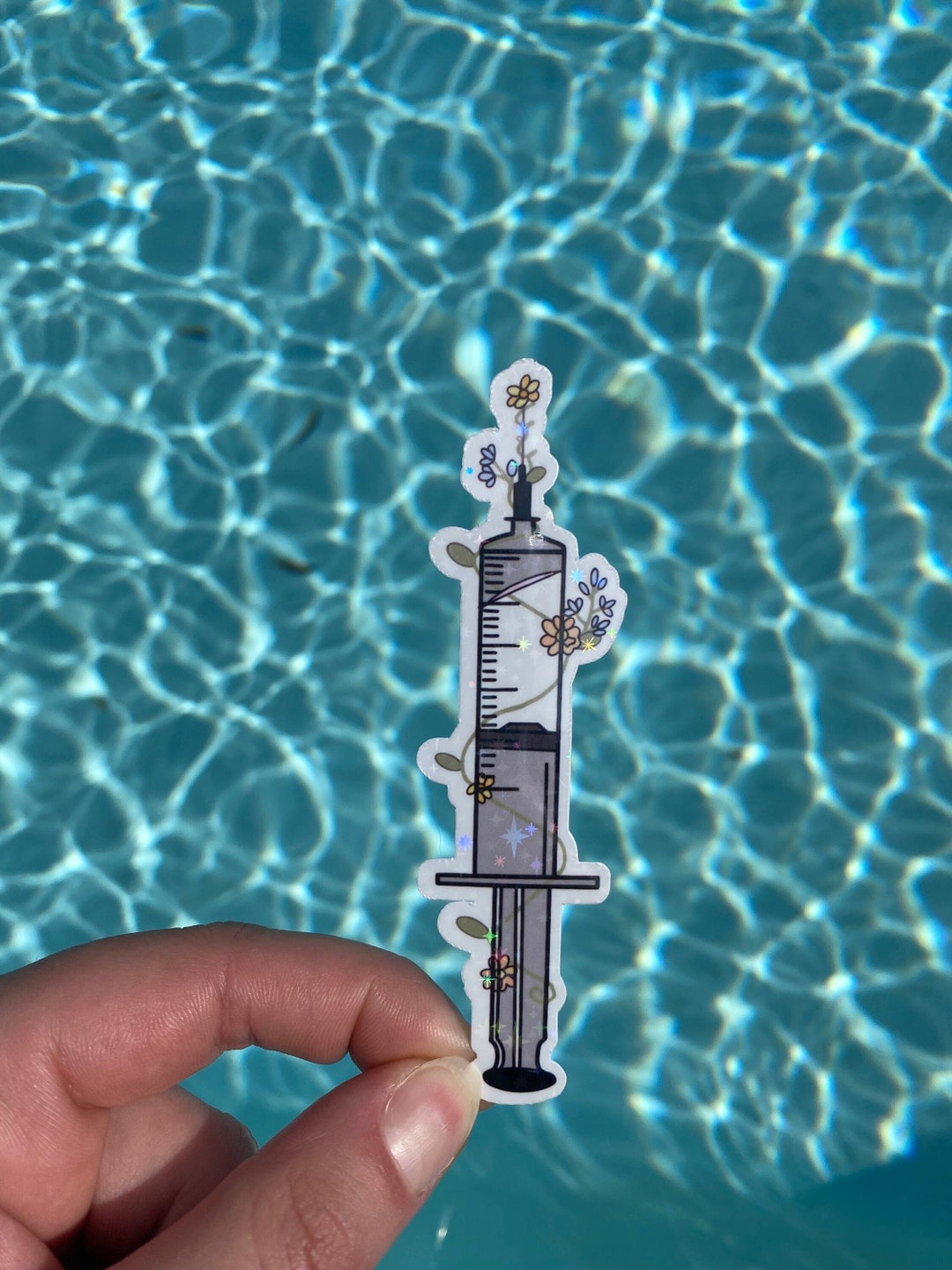 Holographic Floral Syringe Nurse Die Cut Sticker Waterproof - Etsy