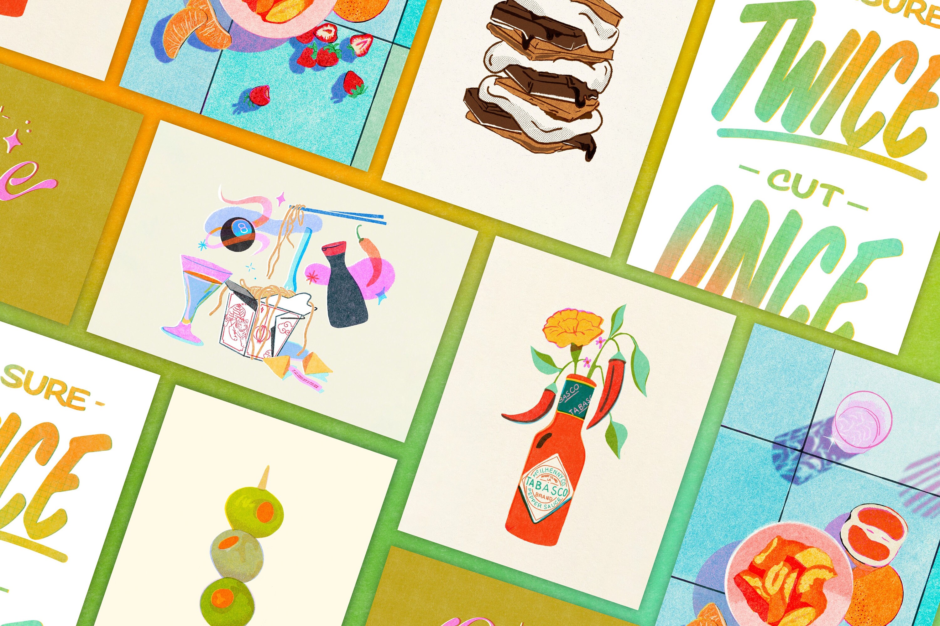 Takeout Night Risograph Print (black), Wall Decor for Dining Room ...