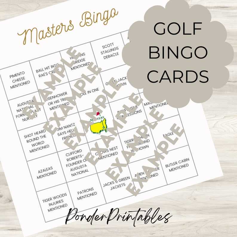 Masters Golf Bingo Game Printable, Masters, Masters Golf, Masters Golf Party, Bingo Game ...