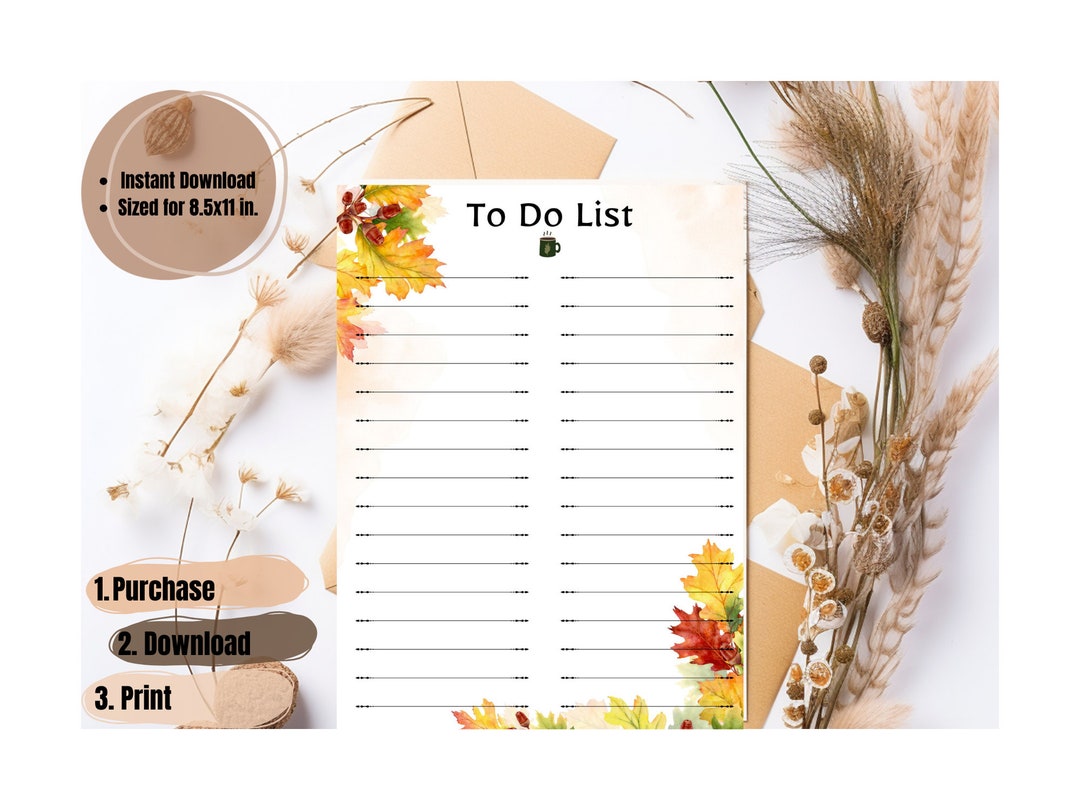 Blank Fall to Do List Printable List Instant Download - Etsy