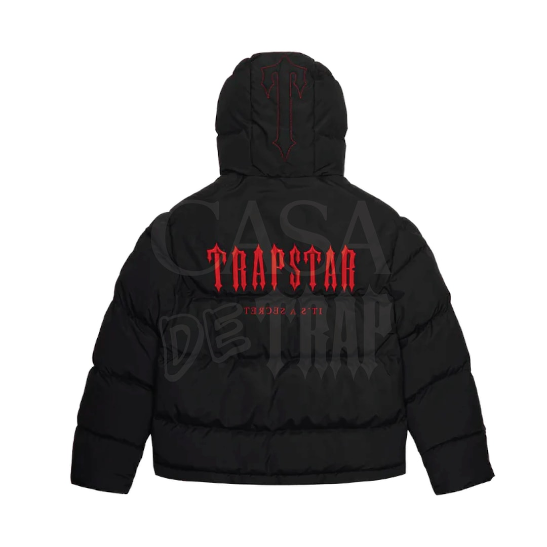 Trapstar Decoded Hooded Puffer Jacket Black / Red - Etsy