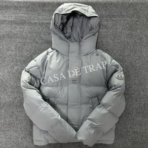 Trapstar Decoded Hooded Puffer Jacket in Grey - Etsy Canada
