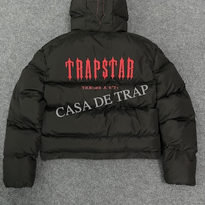 Trapstar Decoded Hooded Puffer Jacket Black / Red - Etsy