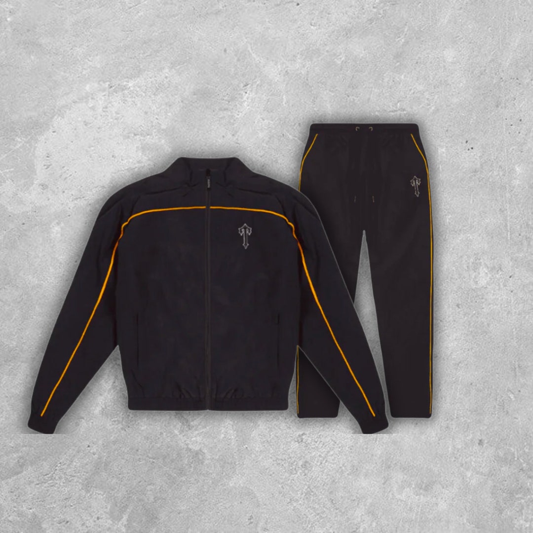 Trapstar Shellsuit Irongate T Black Orange Tracksuit Black Jacket ...