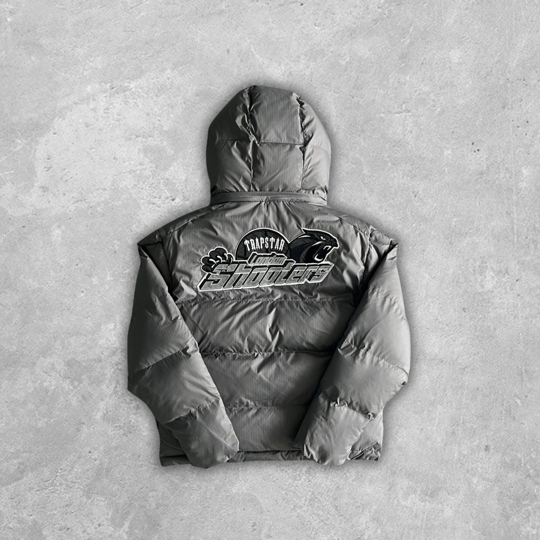 Trapstar Shooters London Detachable Hooded Puffer Jacket in Grey - Etsy