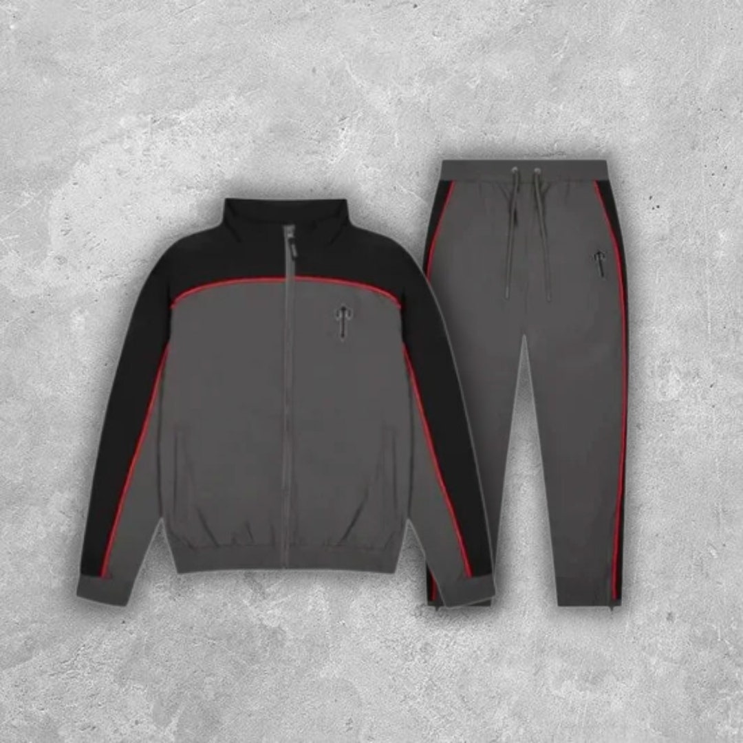 Trapstar Shellsuit Irongate T Grey Black Red Tracksuit Black Jacket ...