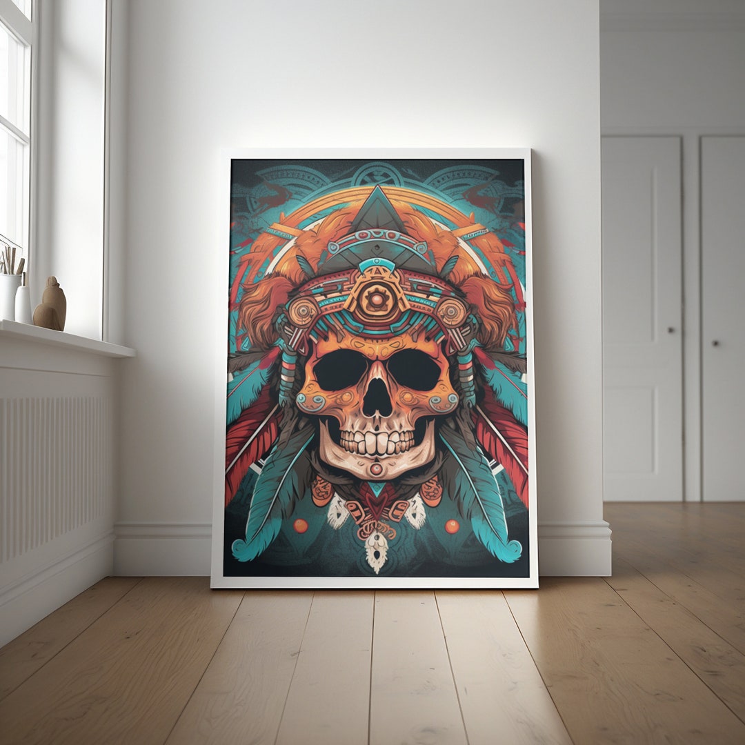 Aztec Skull. Southwest Style, AI Art, Printable - Etsy