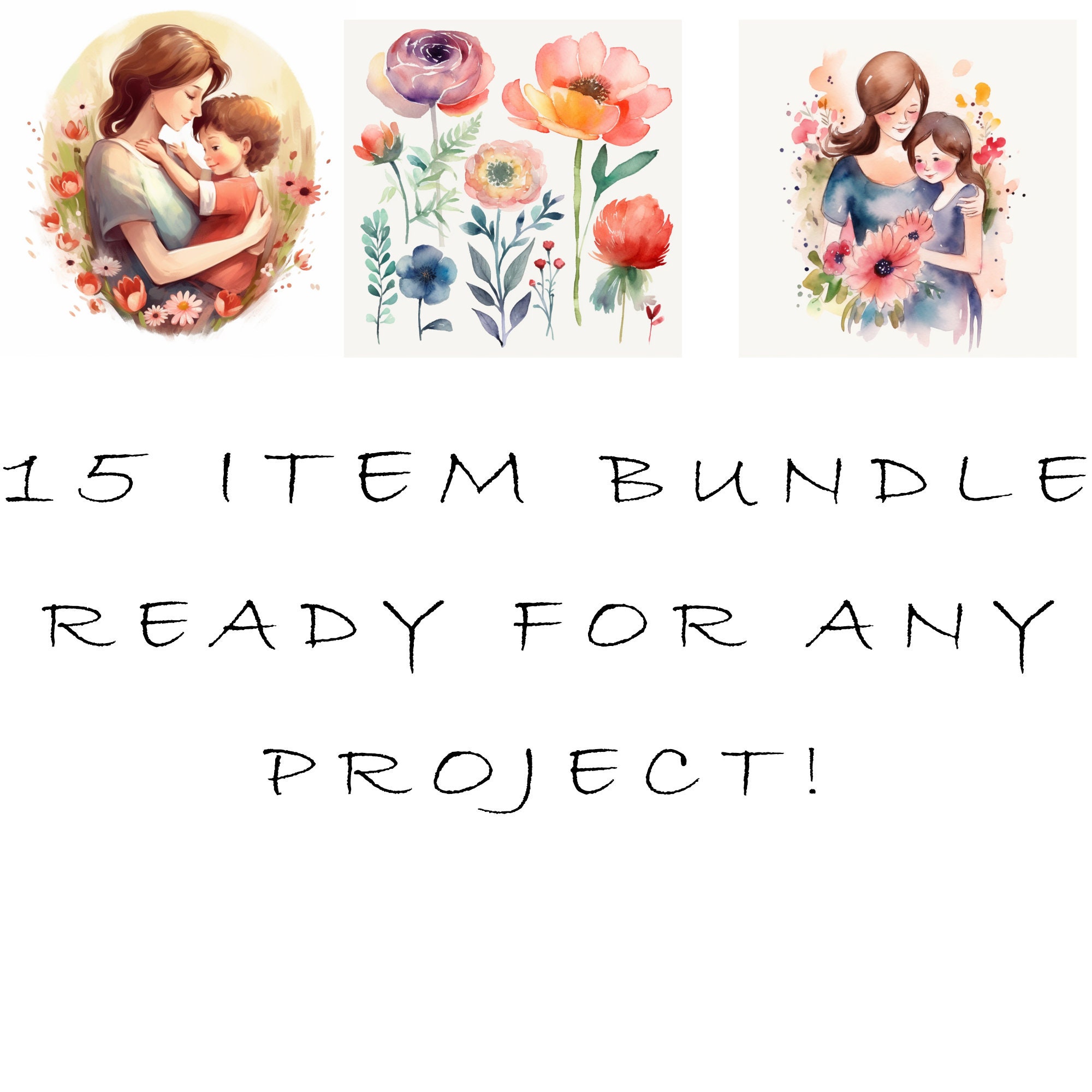 Mother's Day Clipart Bundle, 15 Highquality Pngs With Transparent Back ...