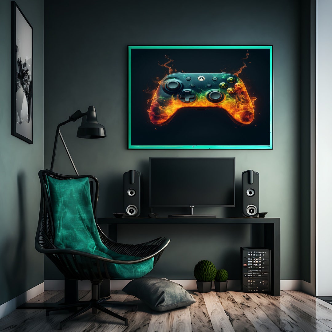 Flaming Game Controller Digital Art Print in Multiple Sizes - Etsy