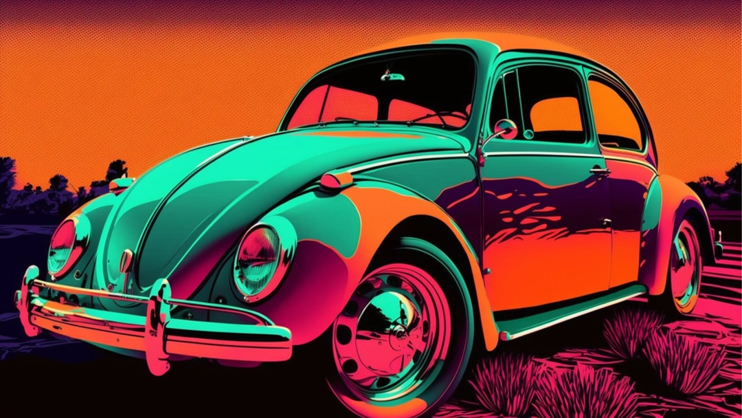 VW Bug Pop Art Magic Digital Desktop Wallpaper - Downloadable Art - Etsy
