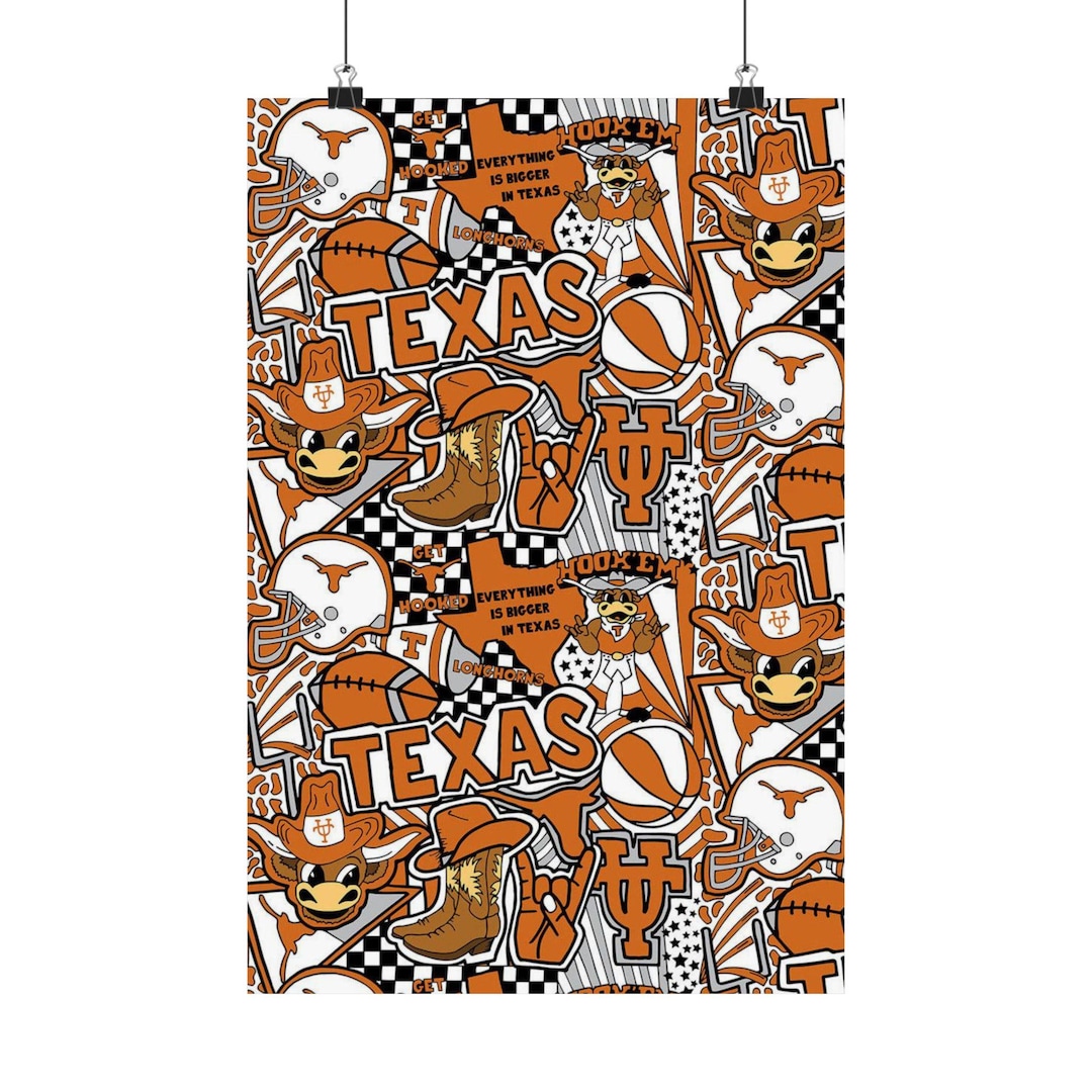 University of Texas Vertical Posters, Texas Themed Wall Art for Game ...