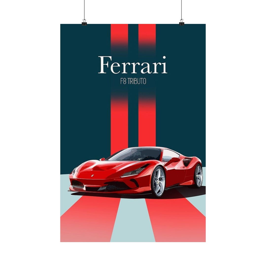 Ferrari F8 Tributo Vertical Poster, Car Decor, Ferrari Gift for Car ...