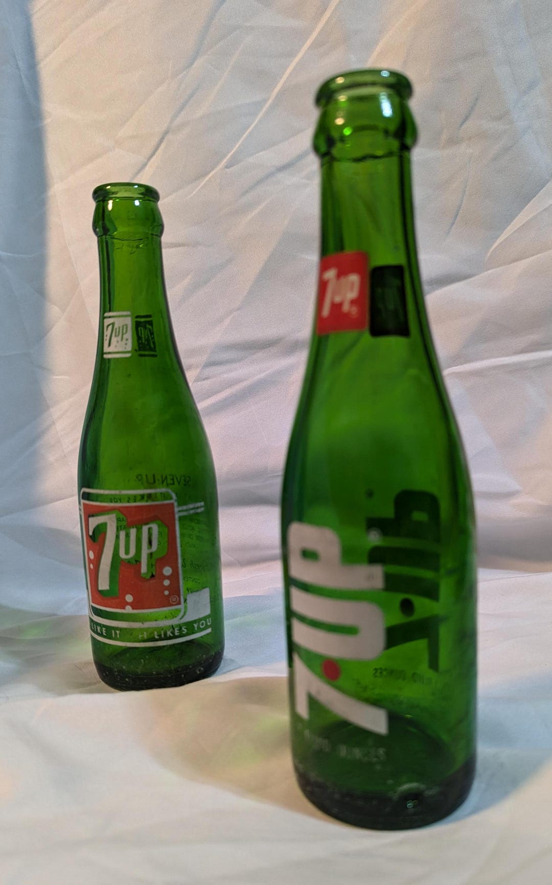 Vintage 7-up Green Glass Bottles (2) - Etsy