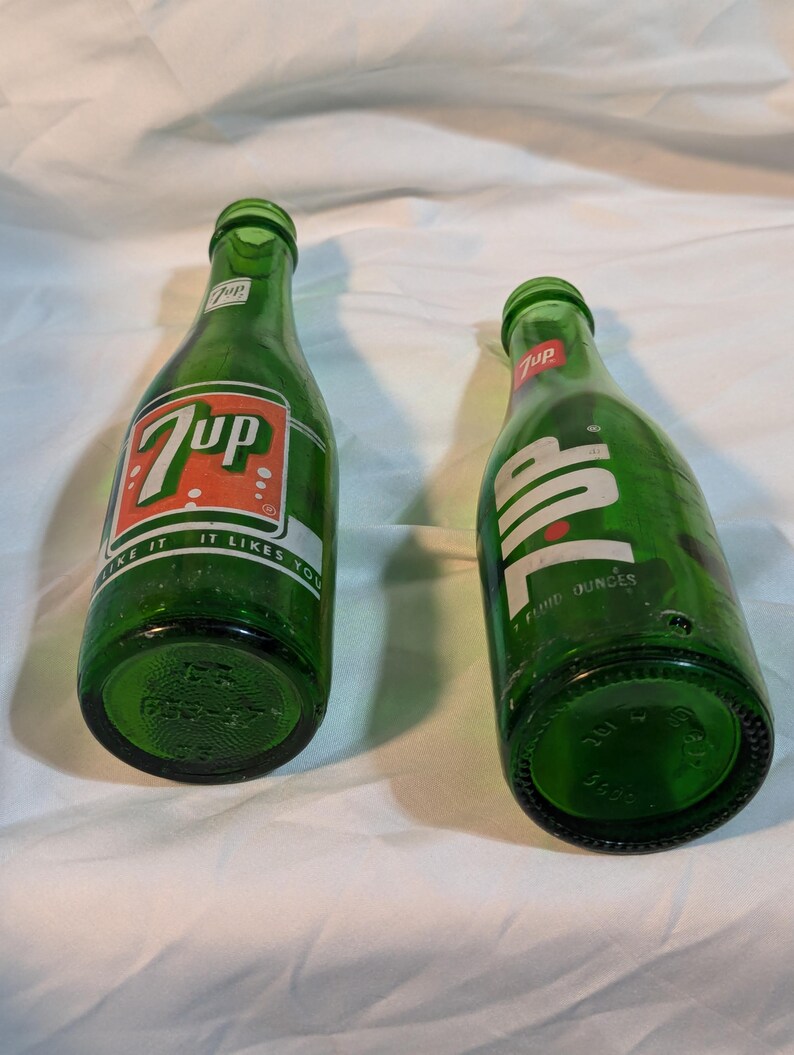 Vintage 7-up Green Glass Bottles (2) - Etsy