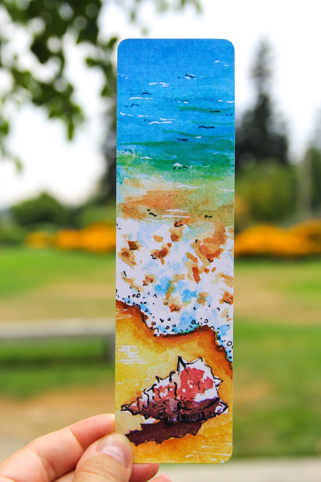 Ocean Watercolor Bookmark - Beach Bookmark - Marine Bookmark - Book ...