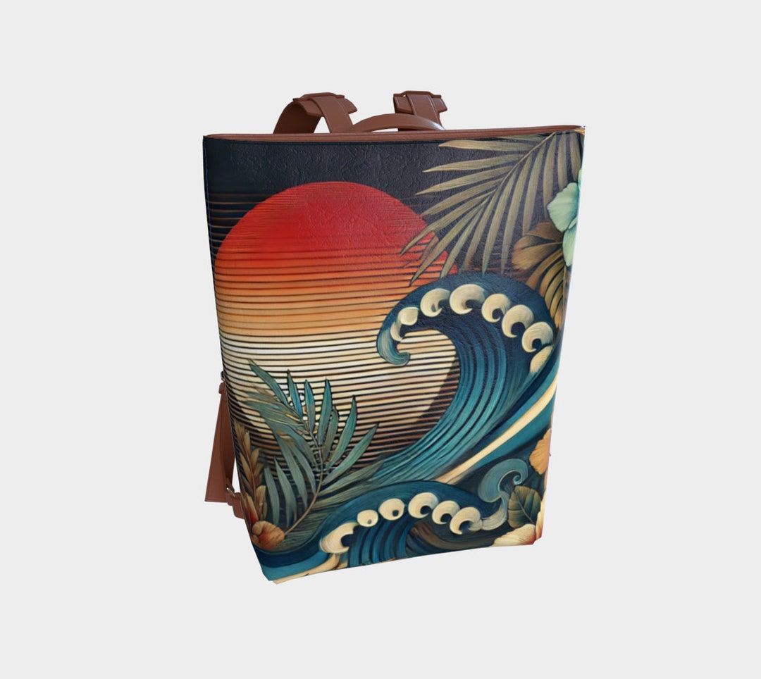Exotic Wave Luxe Vegan Leather Backpack - Etsy