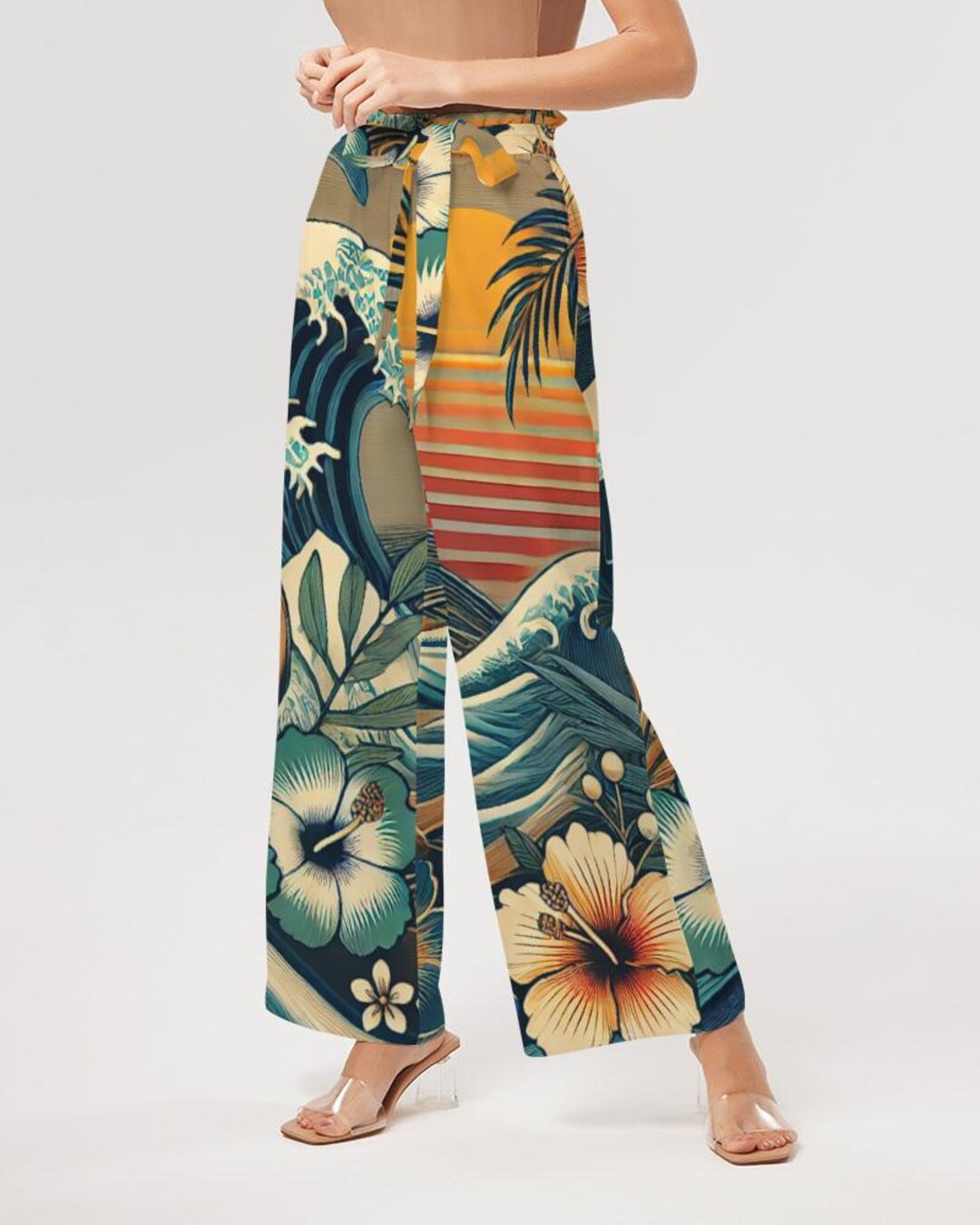 Sunset Wave Serenade Wide Leg Pants – Flow With Elegance and Comfort - Etsy