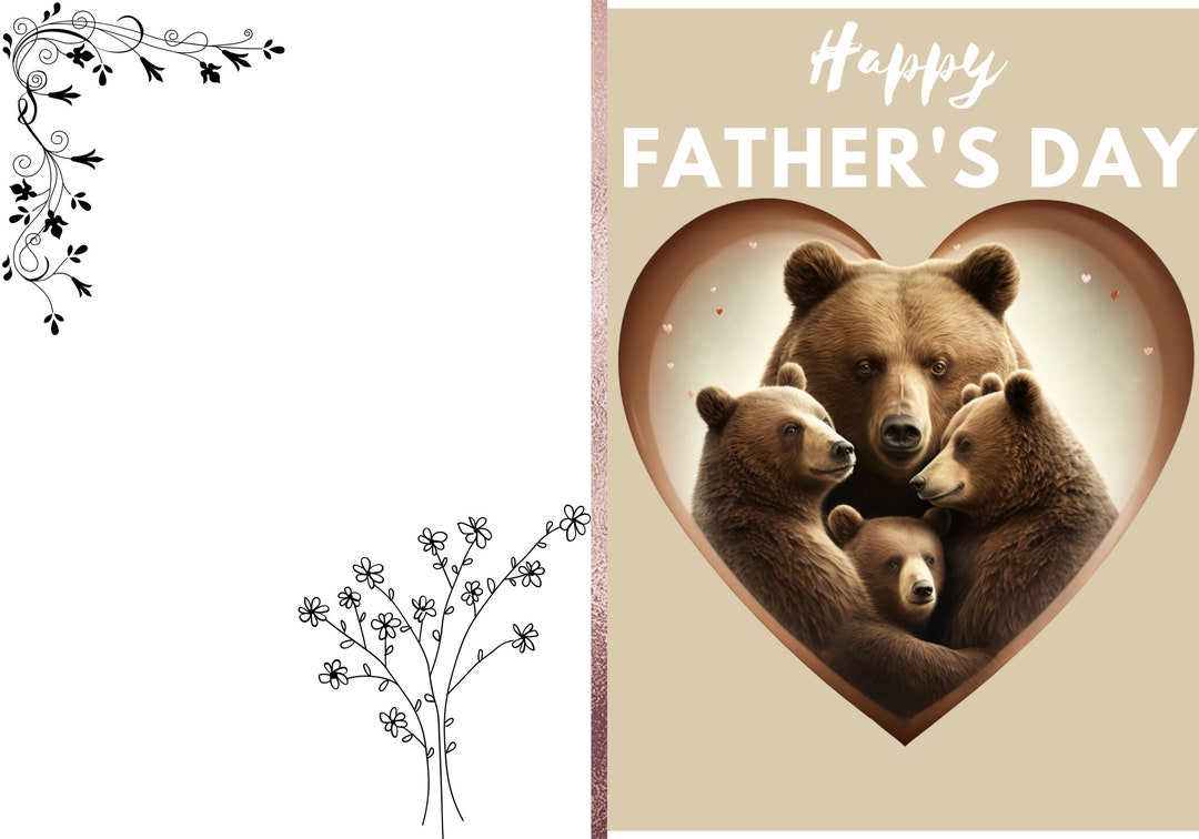 Customizable Digital Father's Day Card Strong Bear - Etsy