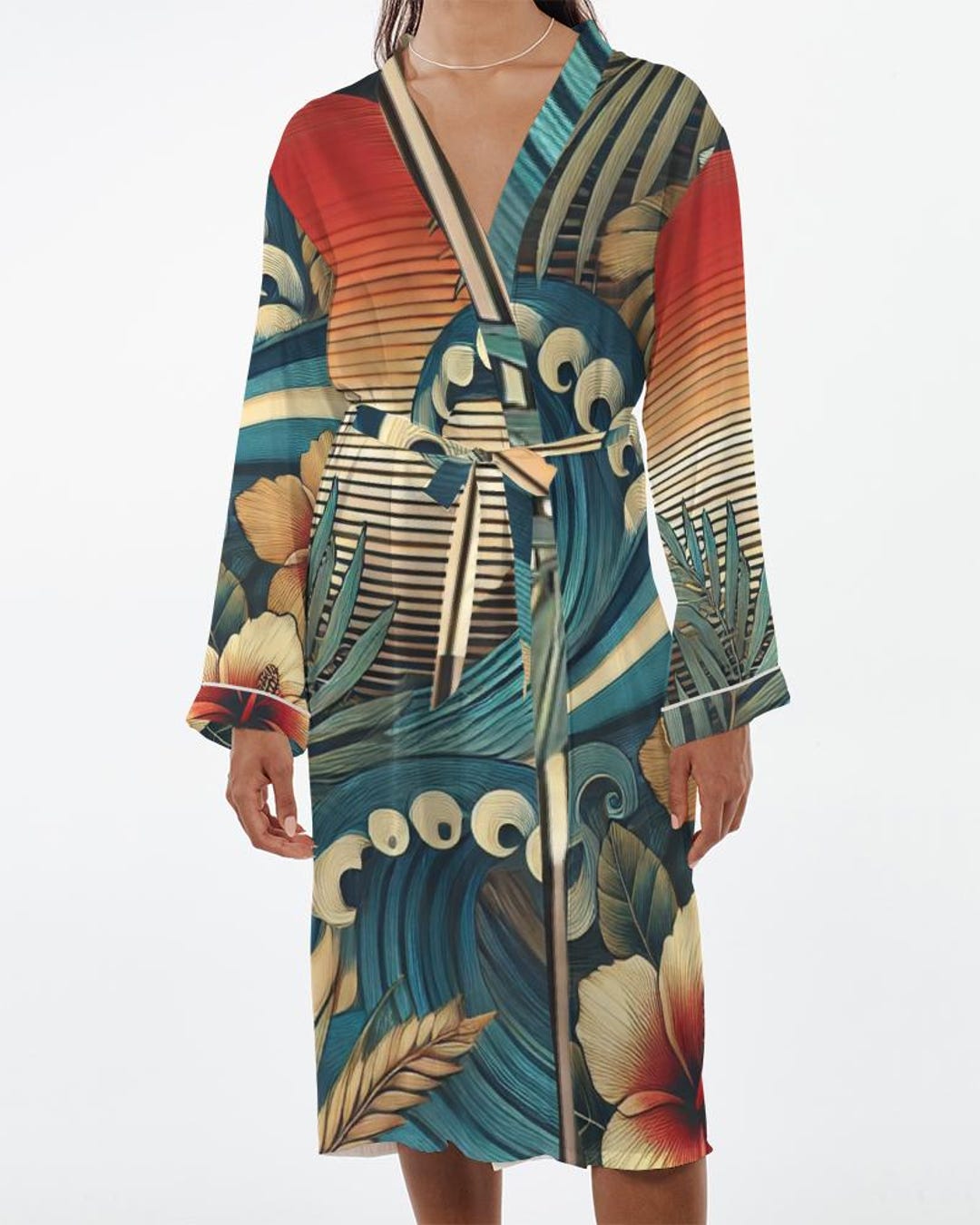 Women’s Satin Robe Sunset Wave Harmony - Etsy