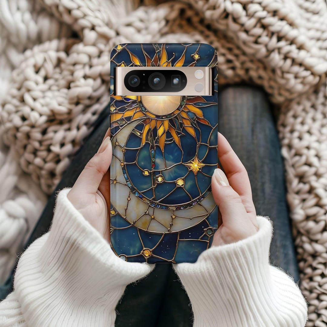 Celestial Moon and Stars Phone Case, Mystical 3D Stained Glass Galaxy ...