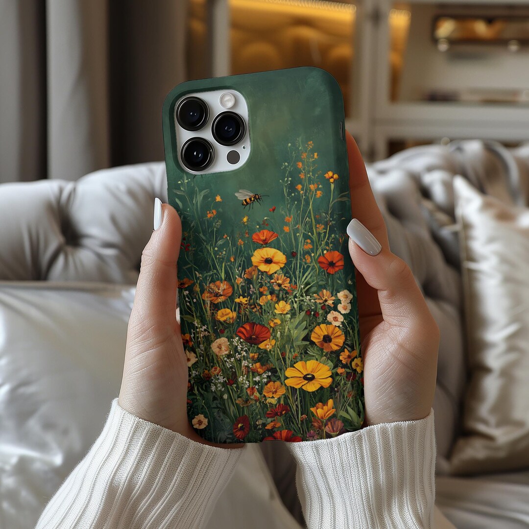 Floral Artistic Mosaic Boho Phone Case, Aesthetic Wildflower Nature ...