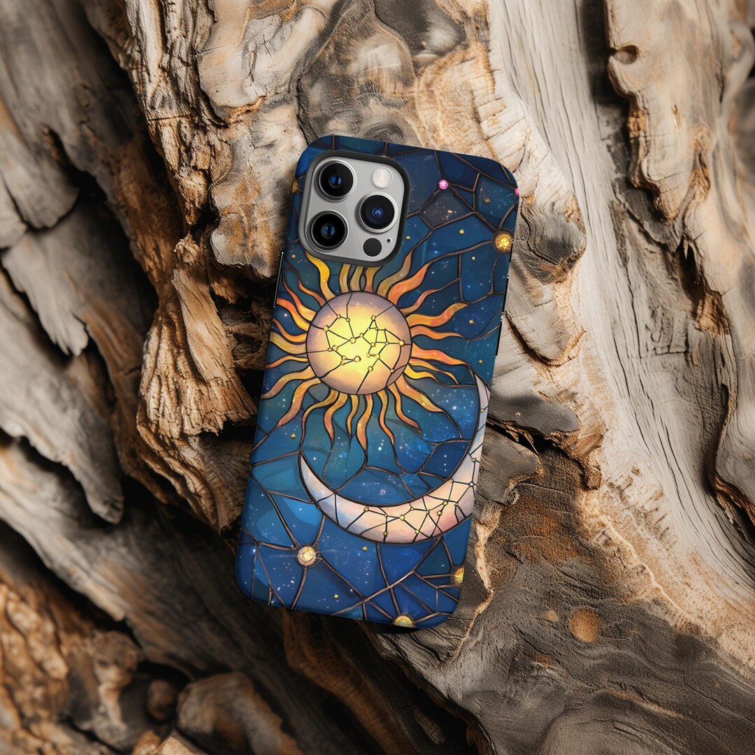 Faux Stain Glass Starry Night Sky Phone Case, 3D Celestial Stained ...