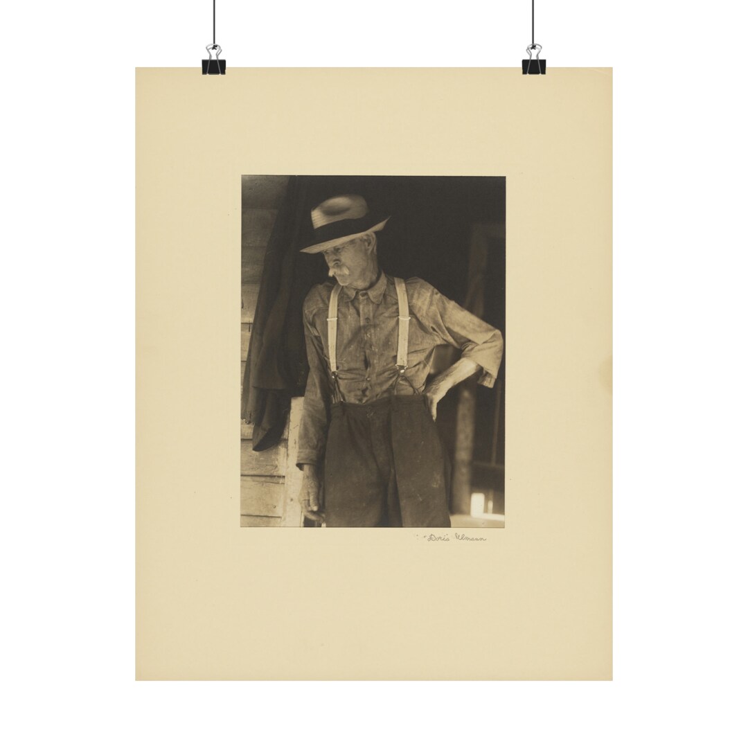 1925-1934 'mustached Old Man With Straw Hat and Suspenders' by Doris ...