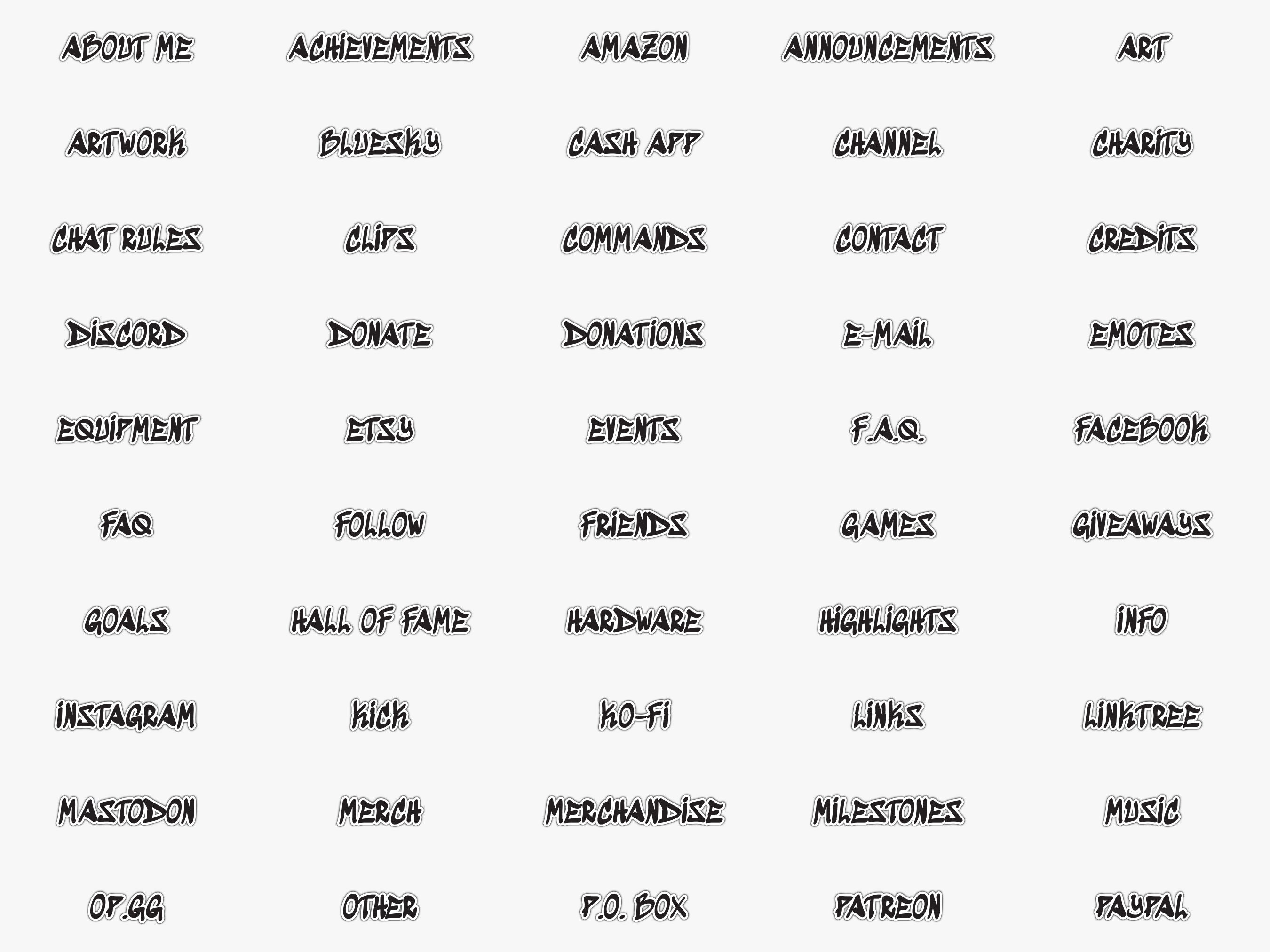 Graffiti Twitch Panels 100 Stream Panels Pack Instant - Etsy