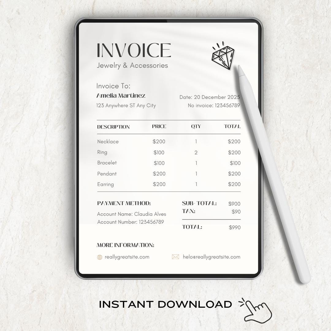 Minimalist Jewelry Store Invoice, Business Receipt, Order Receipt ...