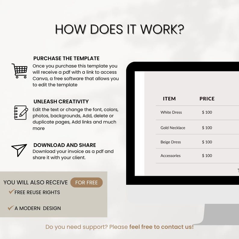 Watercolor Fashion Invoice Printable, Invoice Template, Business ...