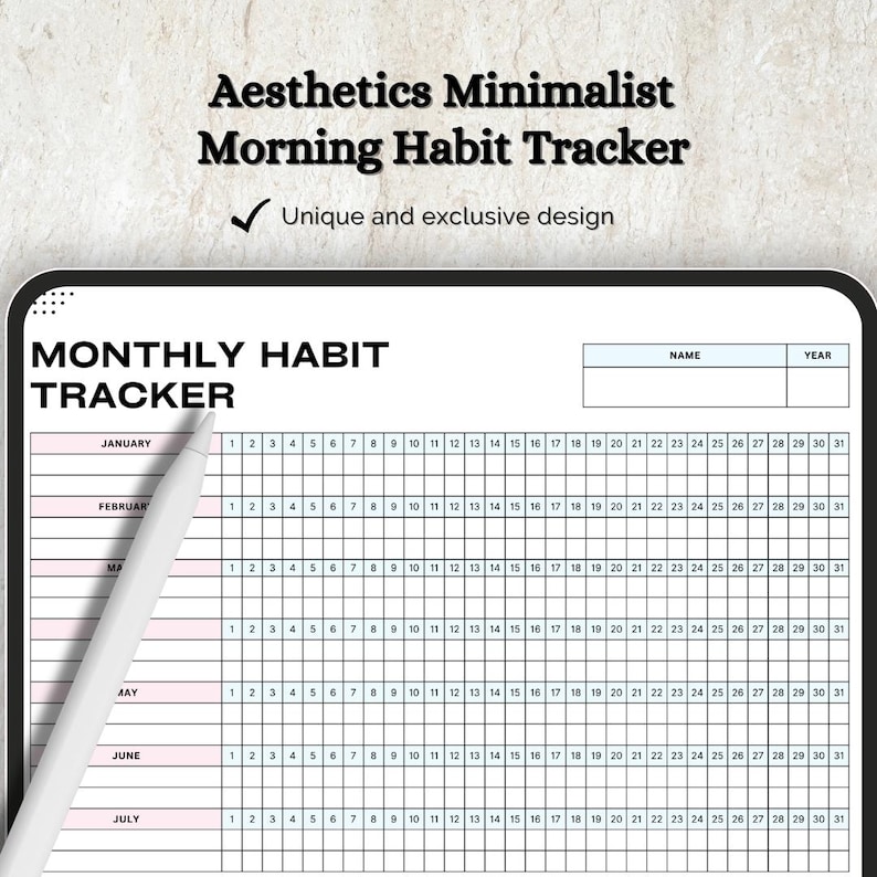 Monthly Habit Tracker Journal, Habit Planner, Goal Tracker, Wellness ...