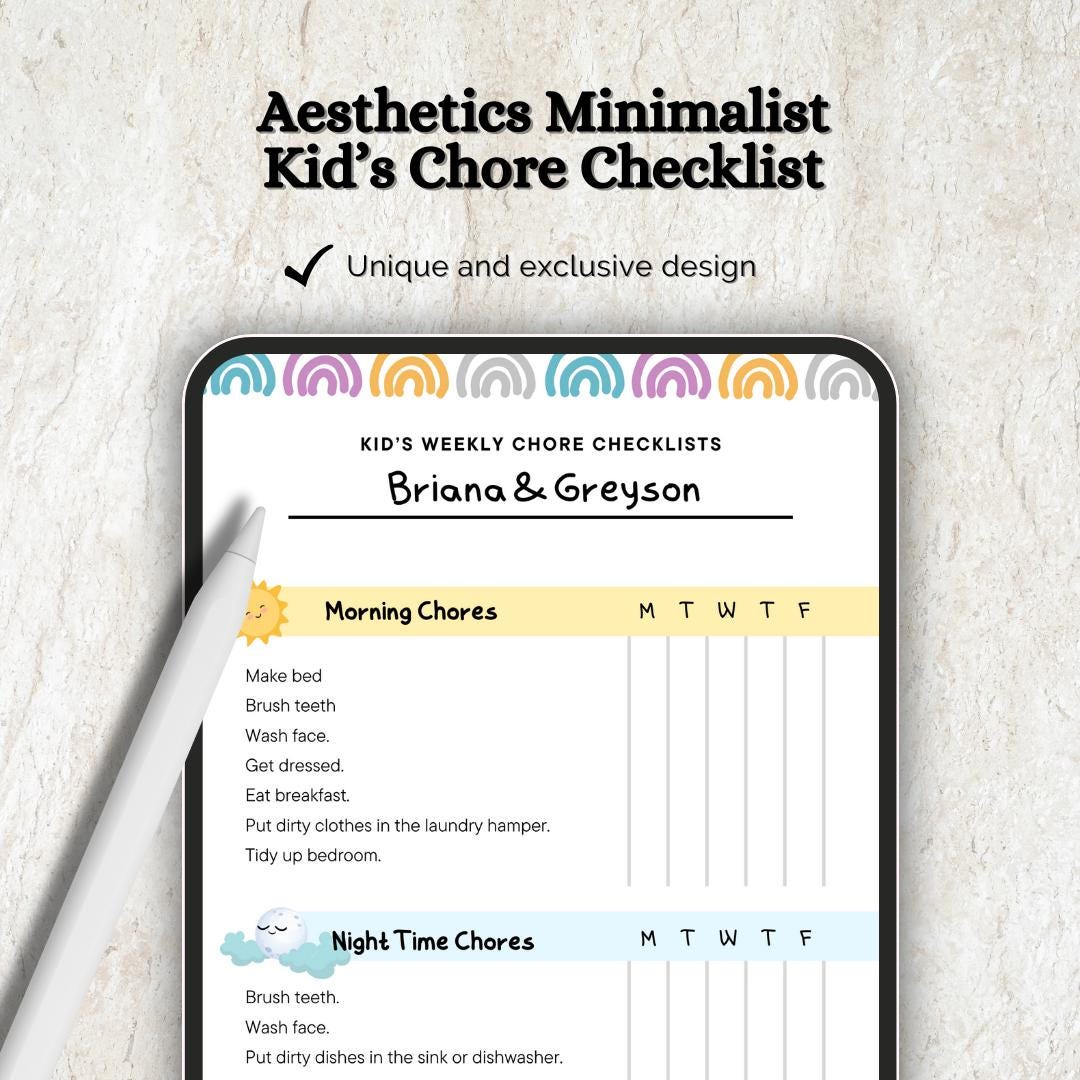 Kids Core Chores Checklist Journal, Children's Chore Tracker Notebook ...