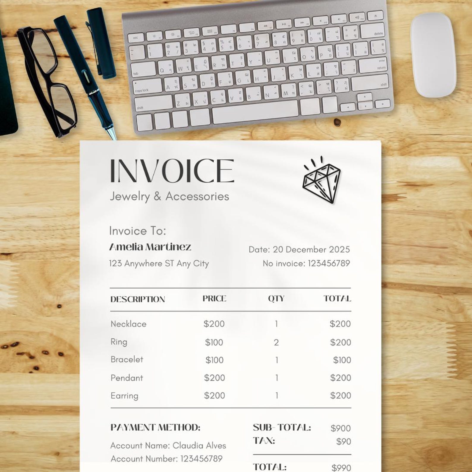 Minimalist Jewelry Store Invoice, Business Receipt, Order Receipt ...