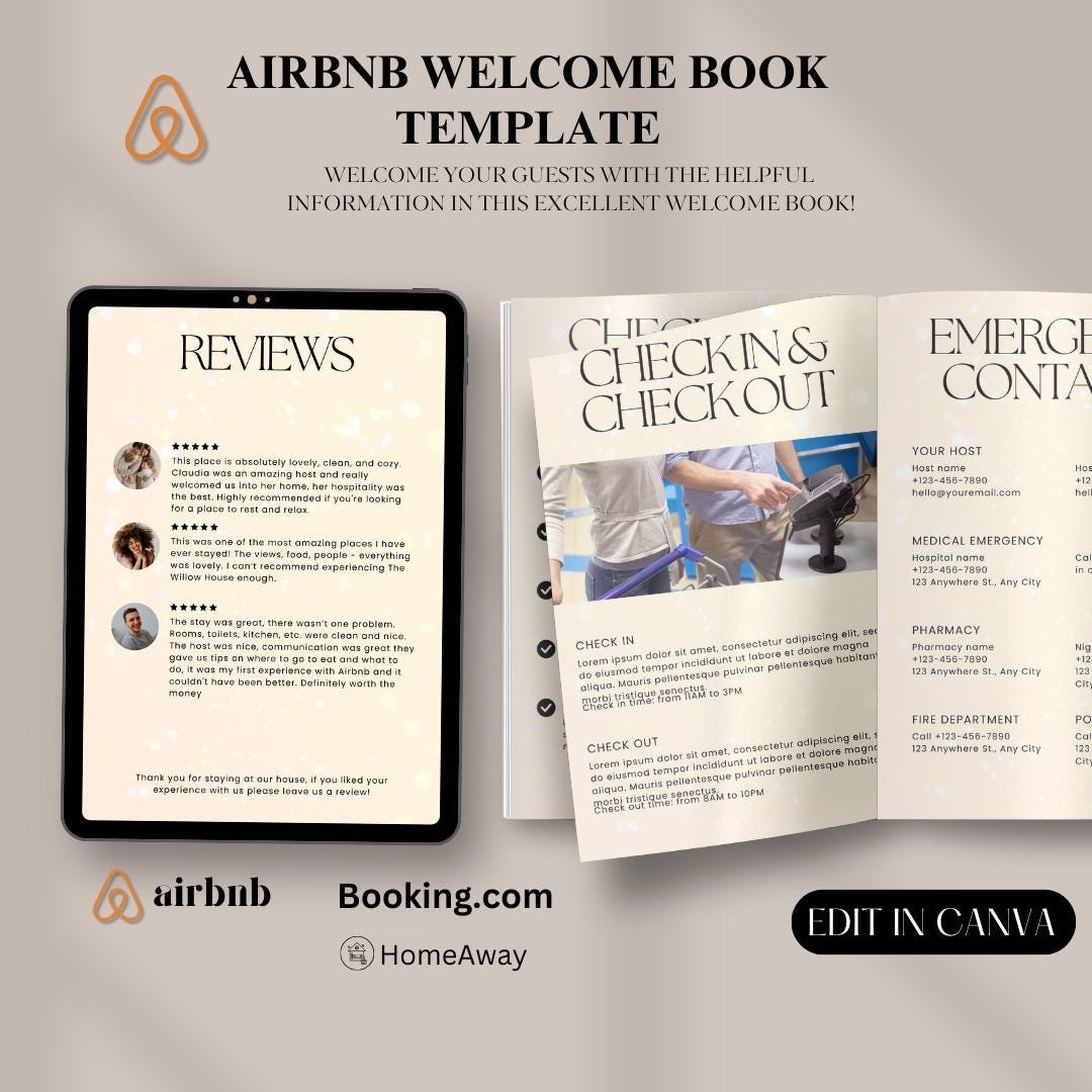 Airbnb Welcome Book Binder, Vacation Rental Guide, House Manual ...