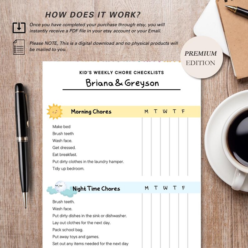 Kids Core Chores Checklist Journal, Children's Chore Tracker Notebook ...
