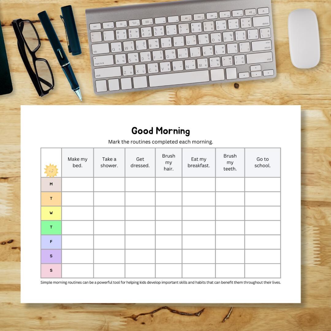Colorful Morning Routines Tracker Worksheet, Daily Routine Planner ...