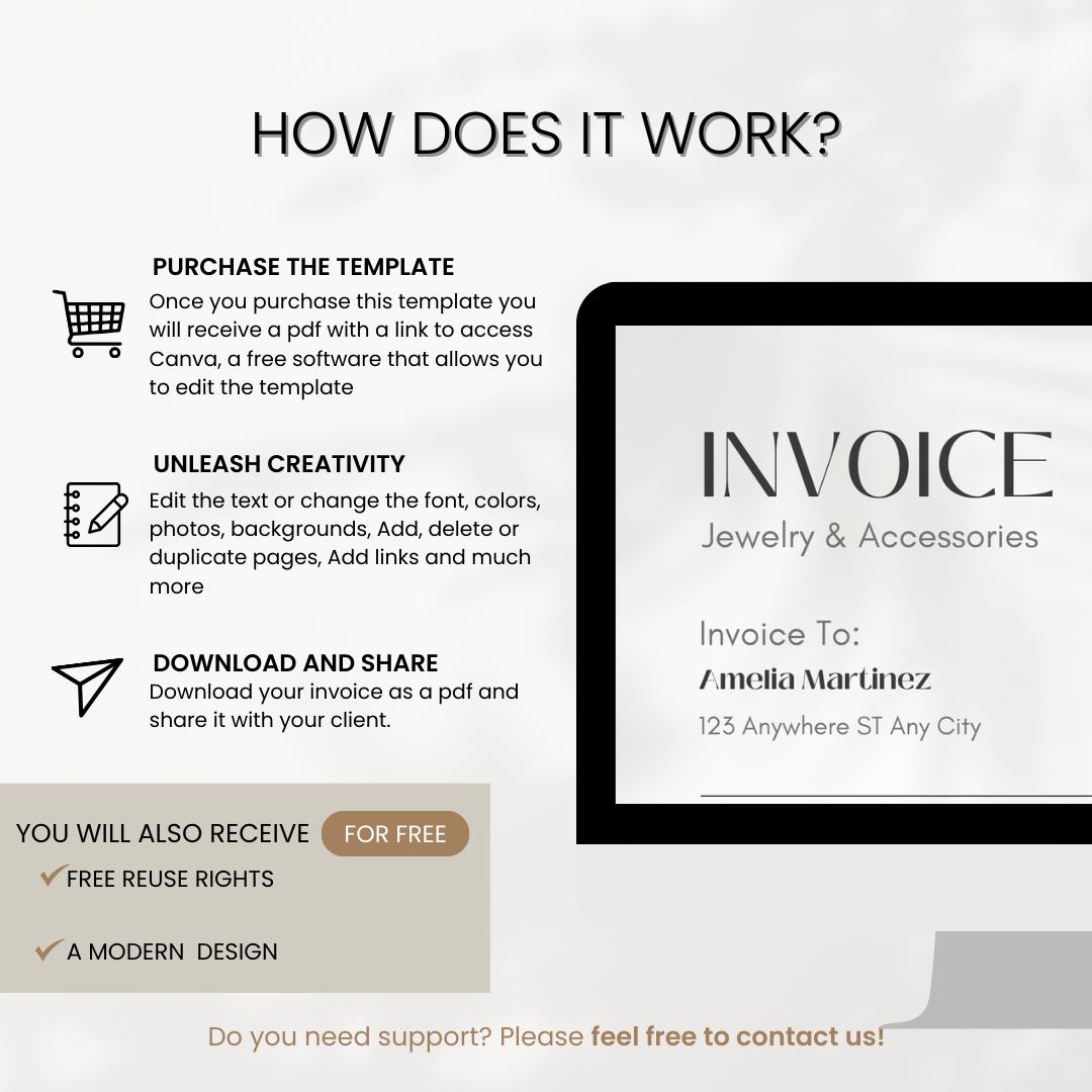 Minimalist Jewelry Store Invoice, Business Receipt, Order Receipt ...