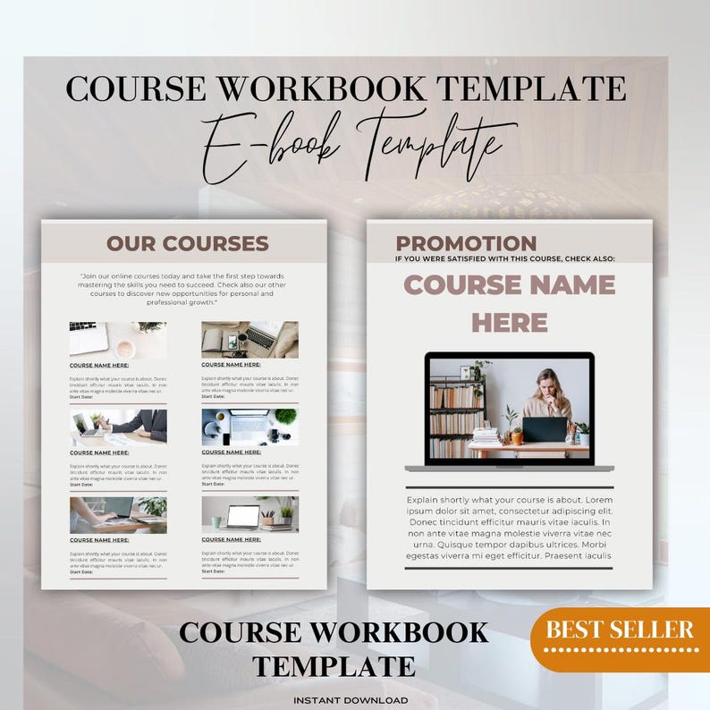Printable Course Workbook Template, Study Planner, Student Organizer ...
