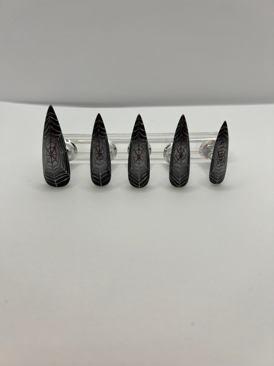 Goth Chrome Spiderweb Aura Custom Gel Press on Nails - Etsy