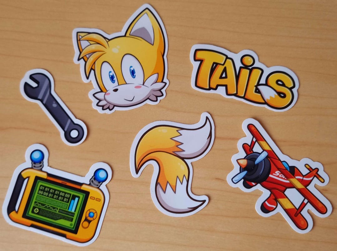 Miles Tails Prower - 6 Glossy Vinyl Stickers - Sonic the Hedgehog ...