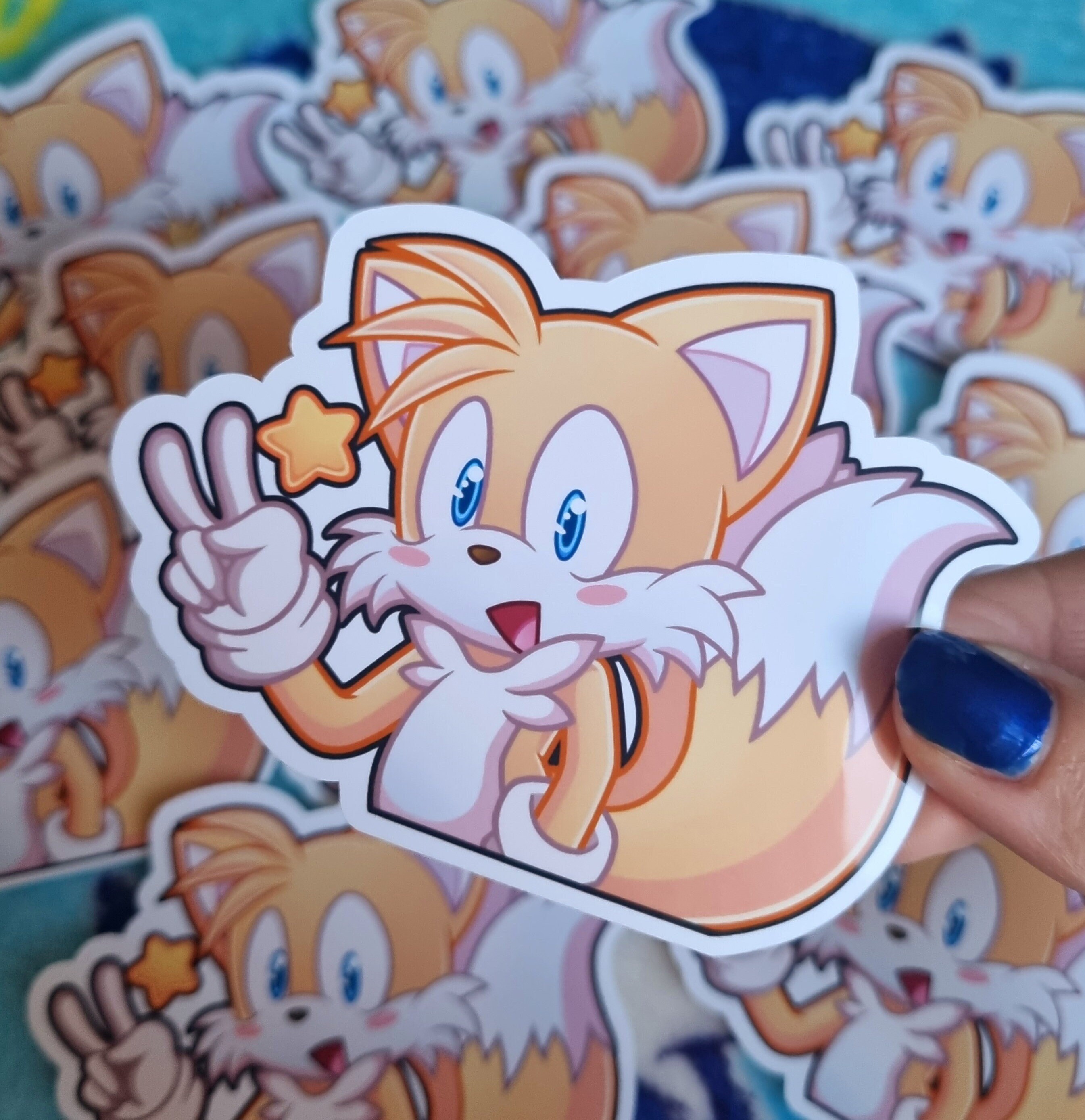 Miles Tails Prower, Peace Sign - Cute Glossy Vinyl Decal/sticker ...