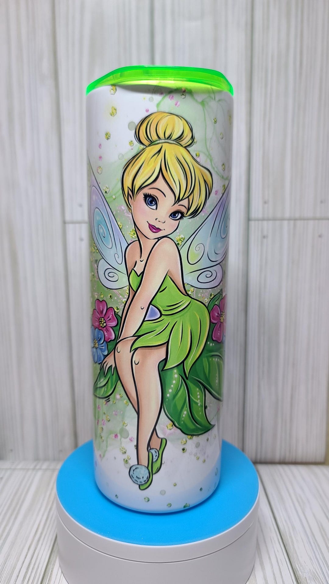 Tinker Bell Tumbler Cup With Green Lid and Metal Straw - Etsy